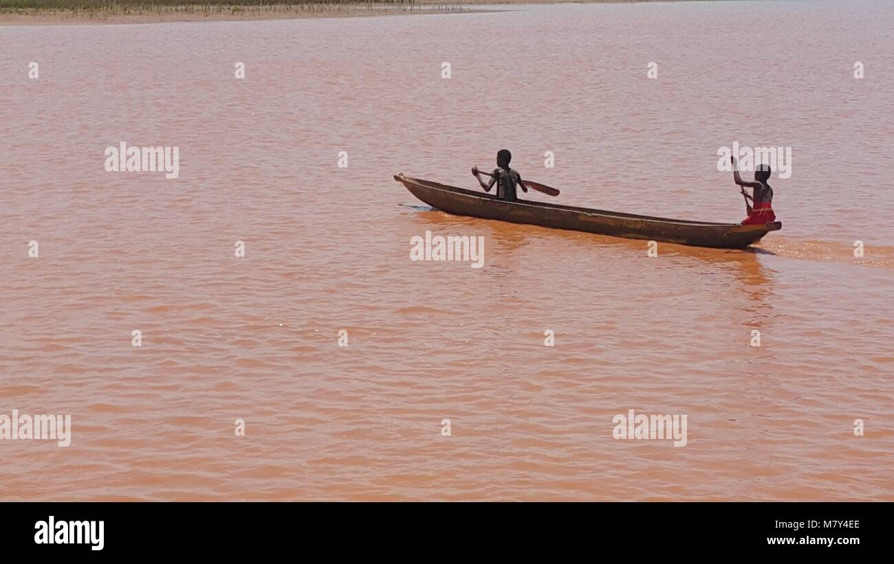 Pirogue, dugout, canoe on Tsiribihina river, Madagascar Stock Photo - Alamy