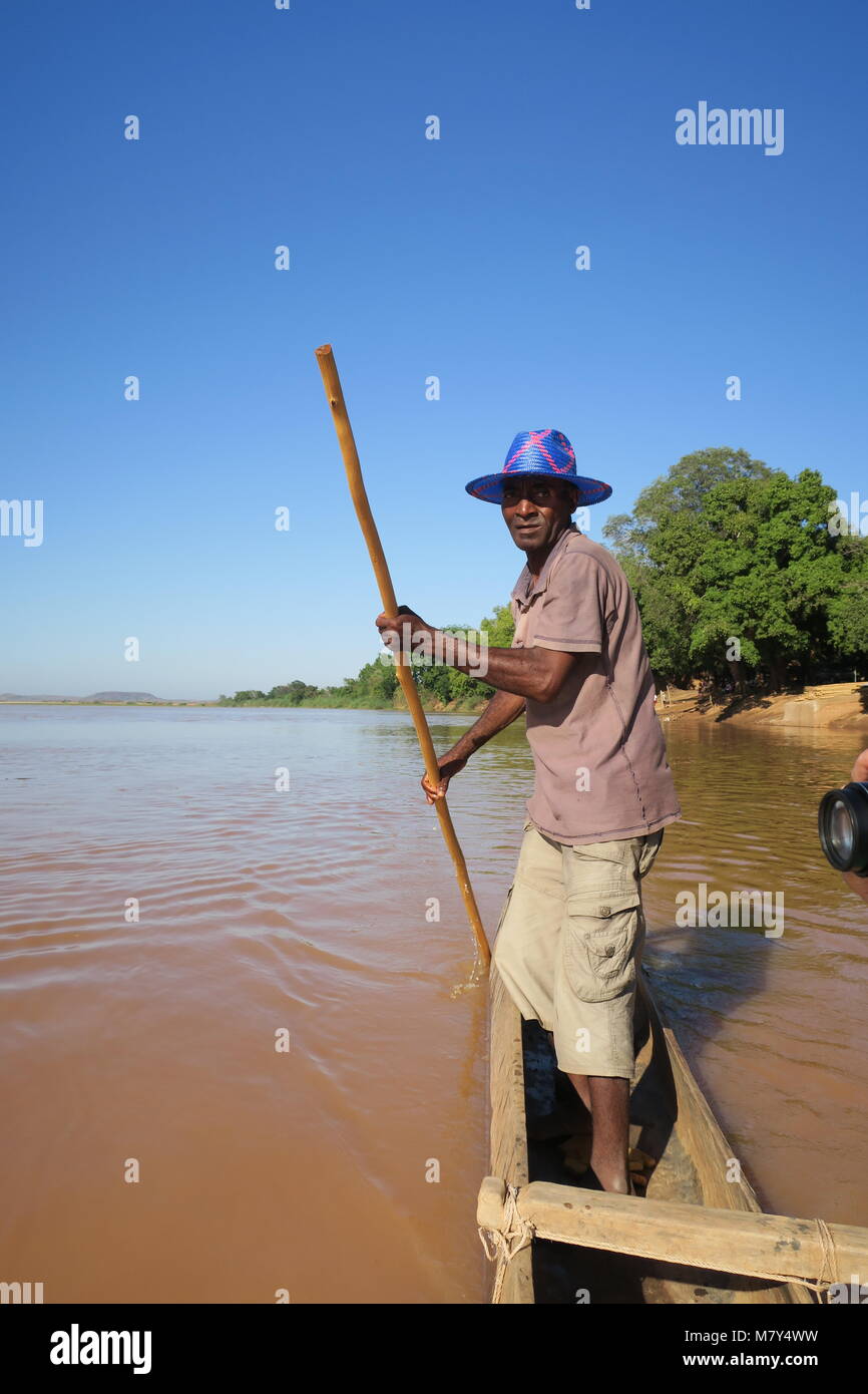 Pirogue, dugout, canoe on Manambolo river, Madagascar Stock Photo - Alamy
