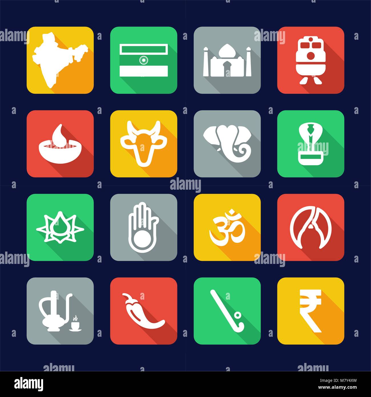 India Icons Flat Design Stock Vector Image & Art - Alamy