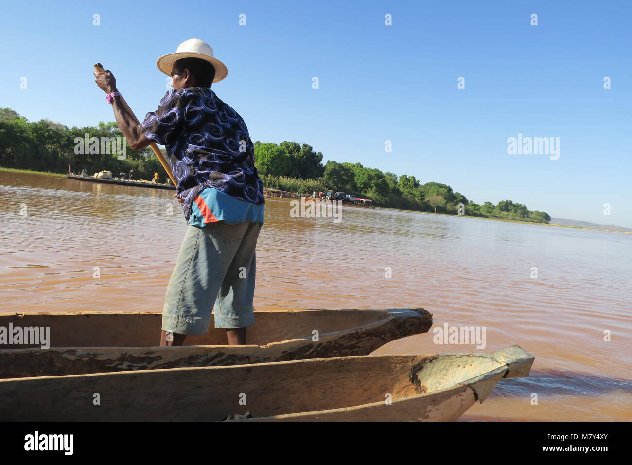 Pirogue, dugout, canoe on Manambolo river, Madagascar Stock Photo - Alamy