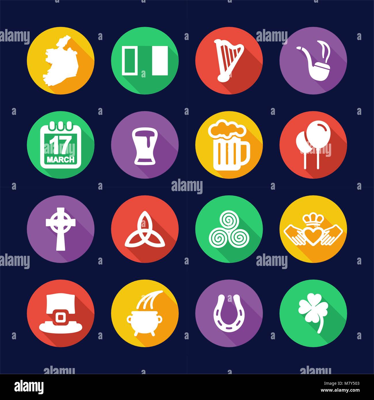 Ireland Icons Flat Design Circle Stock Vector Image & Art - Alamy