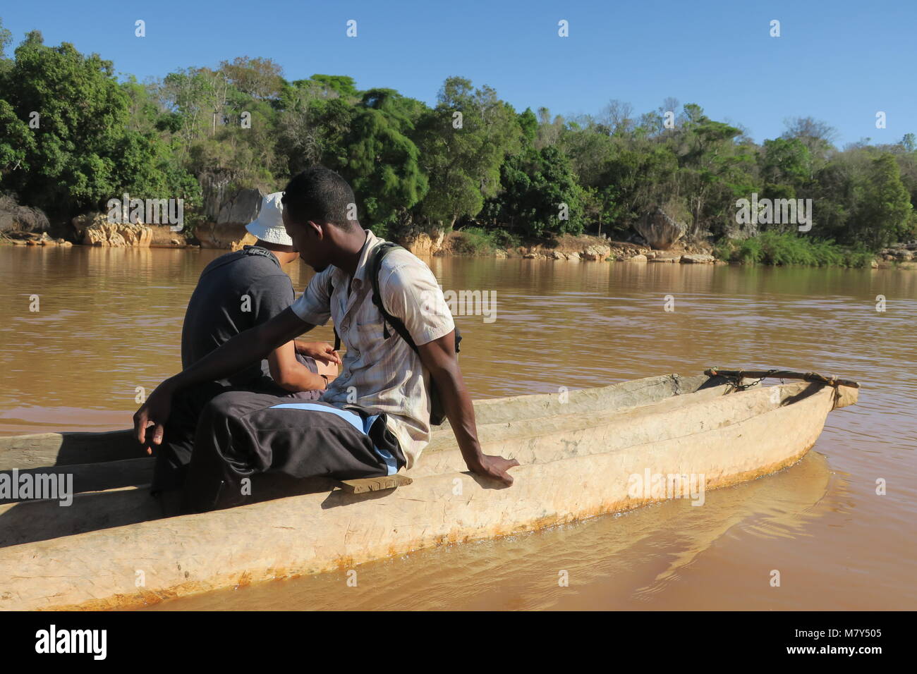 Pirogue, dugout, canoe on Manambolo river, Madagascar Stock Photo - Alamy