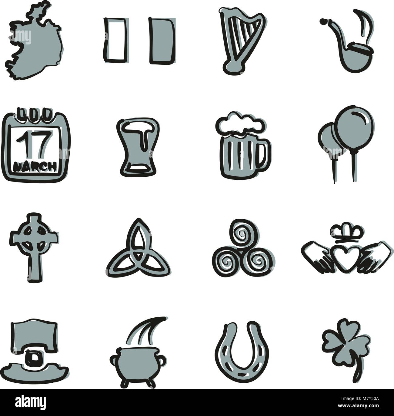 Ireland Icons Freehand 2 Color Stock Vector Image & Art - Alamy