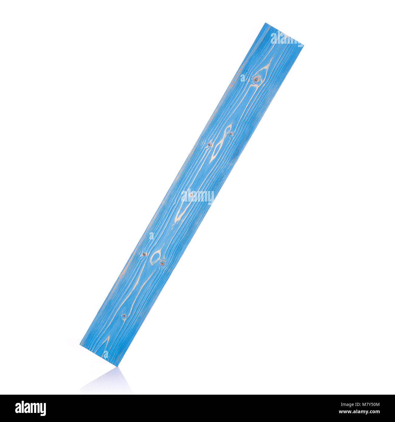 New piece long square blue pine wood. Studio shot isolated on white ...