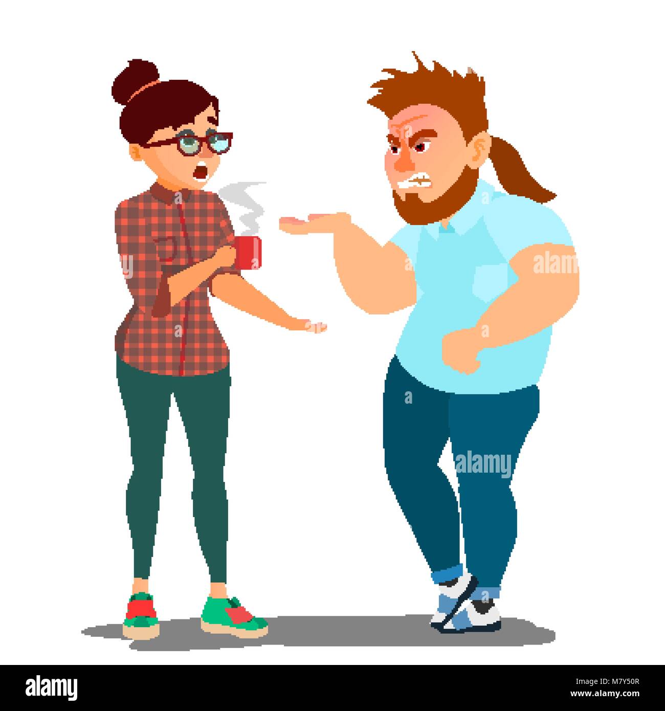 Quarrel Couple Vector. Office Workers Characters. Quarreling People ...