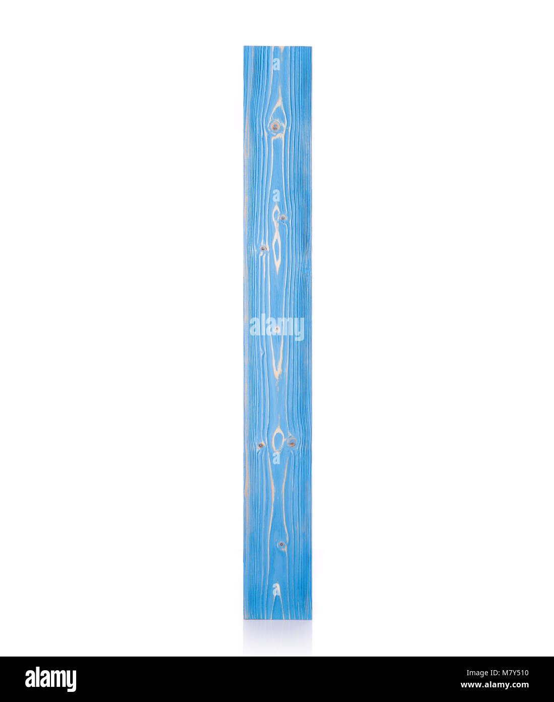 New piece long square blue pine wood. Studio shot isolated on white ...