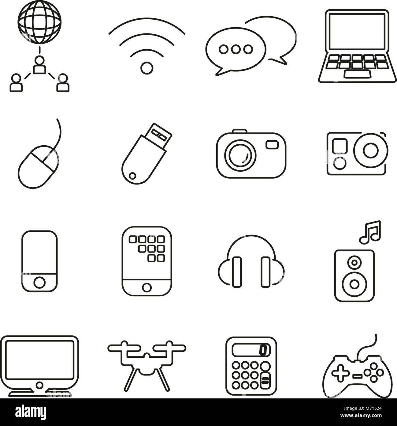 IT or Modern Technology Icons Thin Line Vector Illustration Set Stock ...