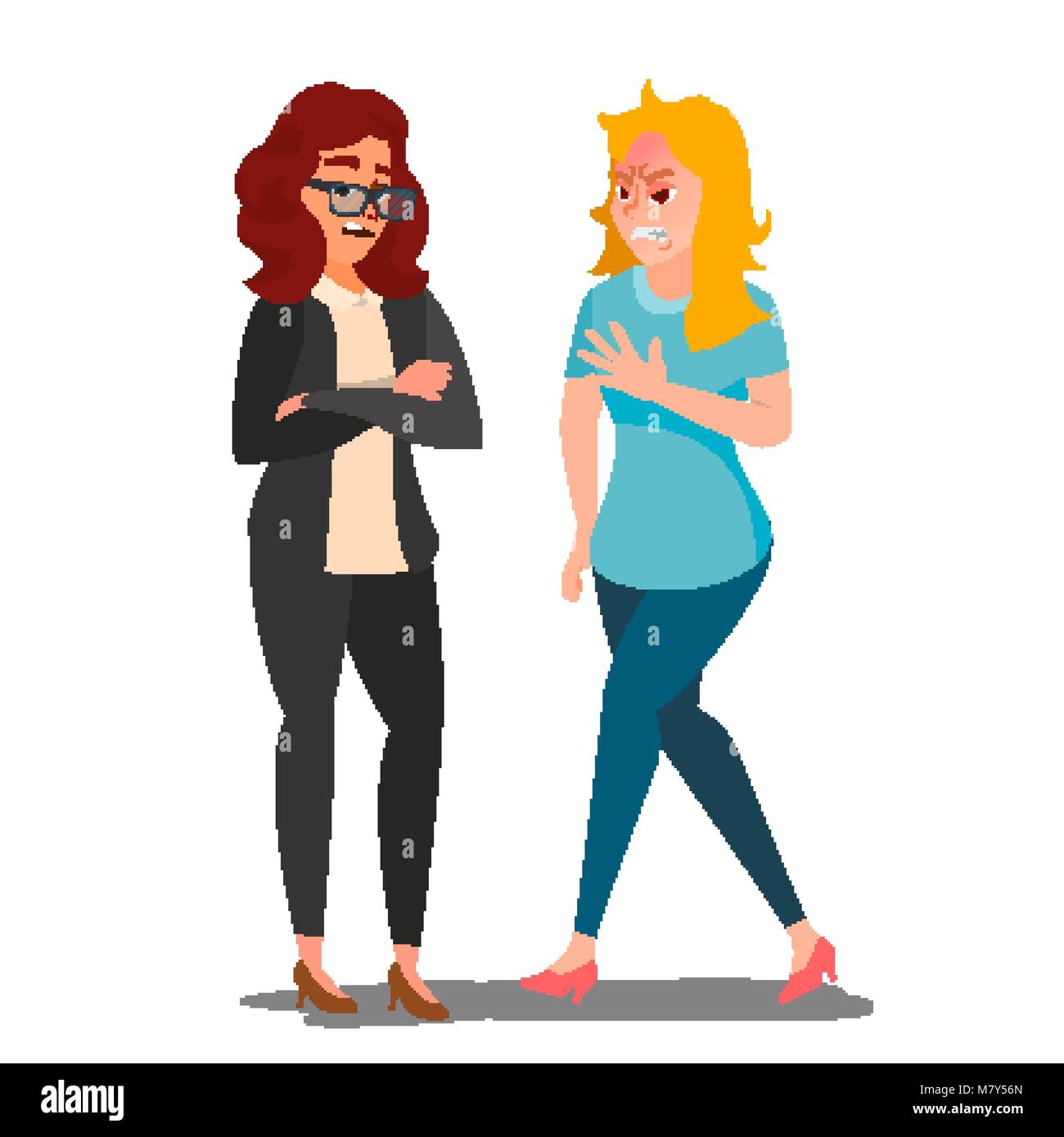 Quarrel Women Vector. Office Workers Characters. Conflict ...
