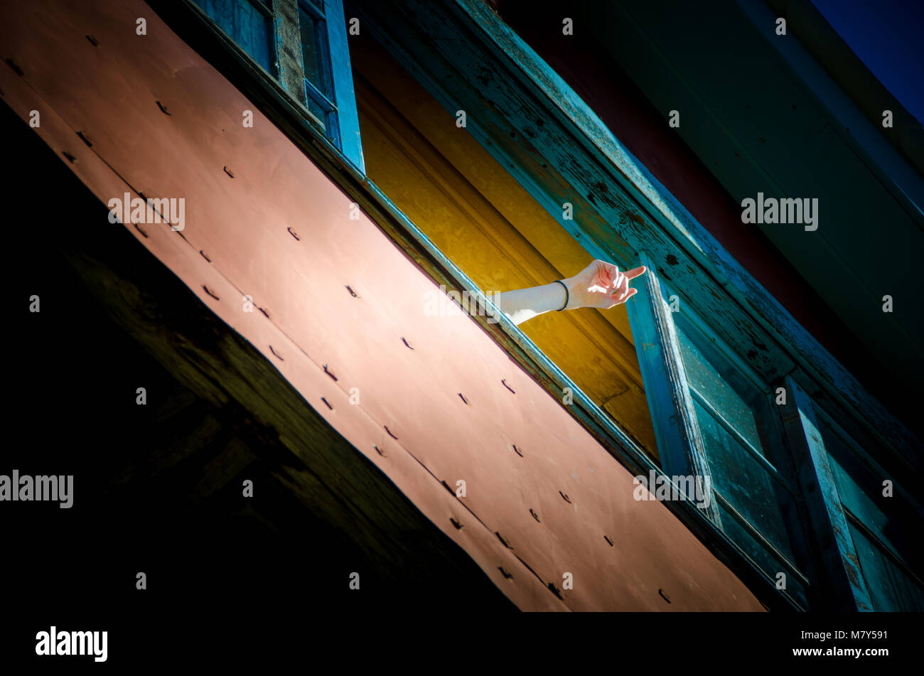 Hand of woman showing something or a direction Stock Photo - Alamy