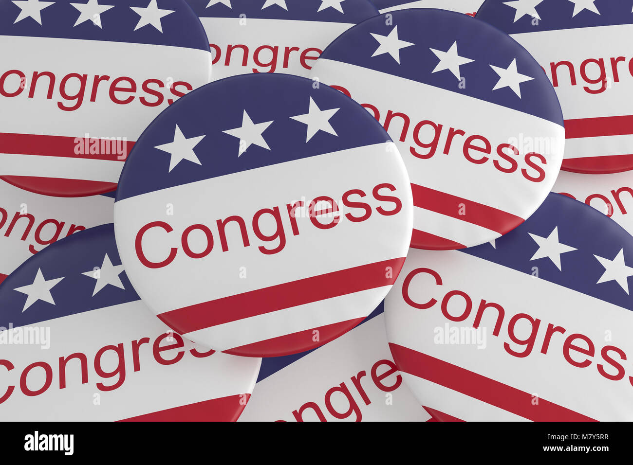 USA Politics News Badges: Pile of Congress Buttons With US Flag, 3d ...