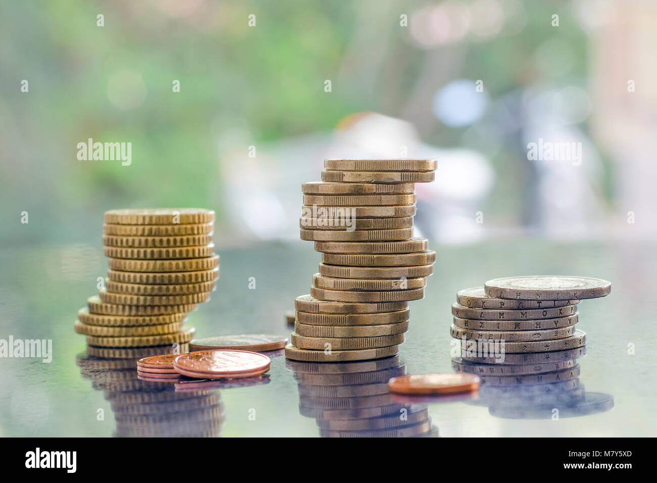 Stack of greek euro coins Stock Photo - Alamy