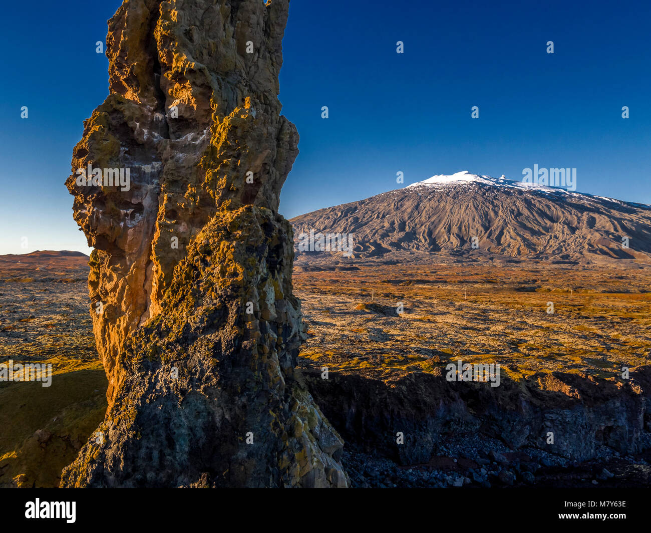 Londrangar Sea Stacks-basalt volcanic dikes, in the distance ...