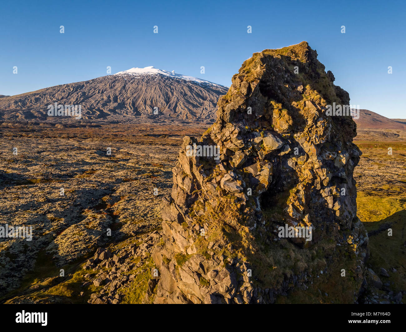 Londrangar Sea Stacks-basalt volcanic dikes, in the distance ...