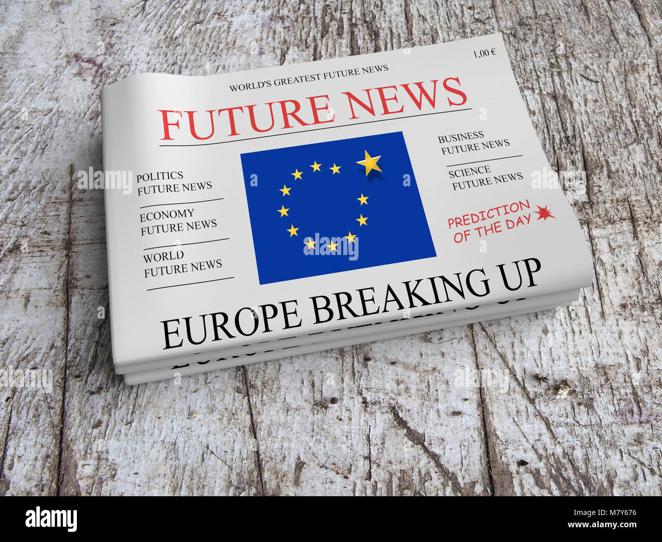 Future News Newspaper Concept: EU Europe Breaking Up, 3d illustration ...