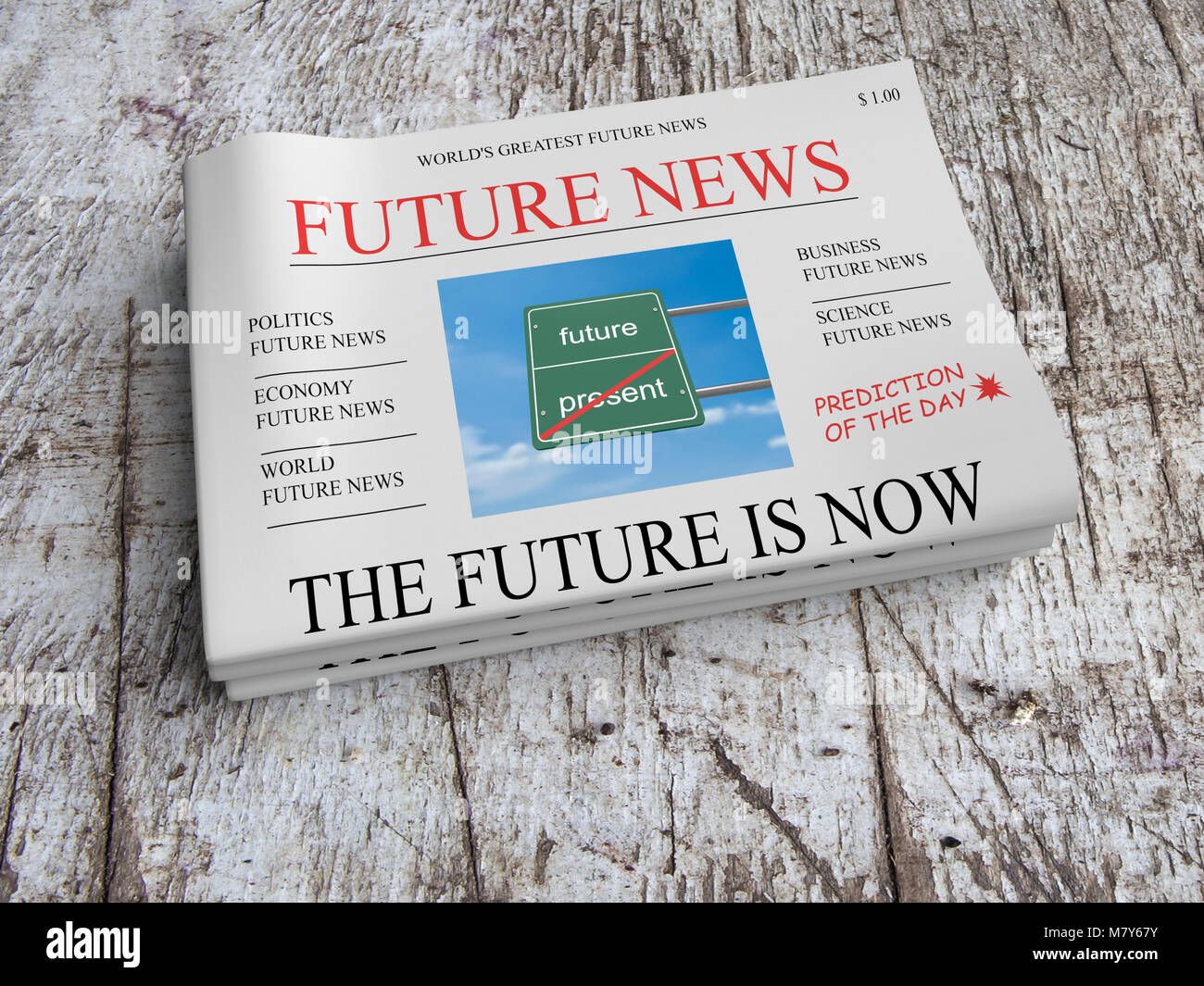 Future News Newspaper Concept: The Future Is Now, 3d illustration Stock ...