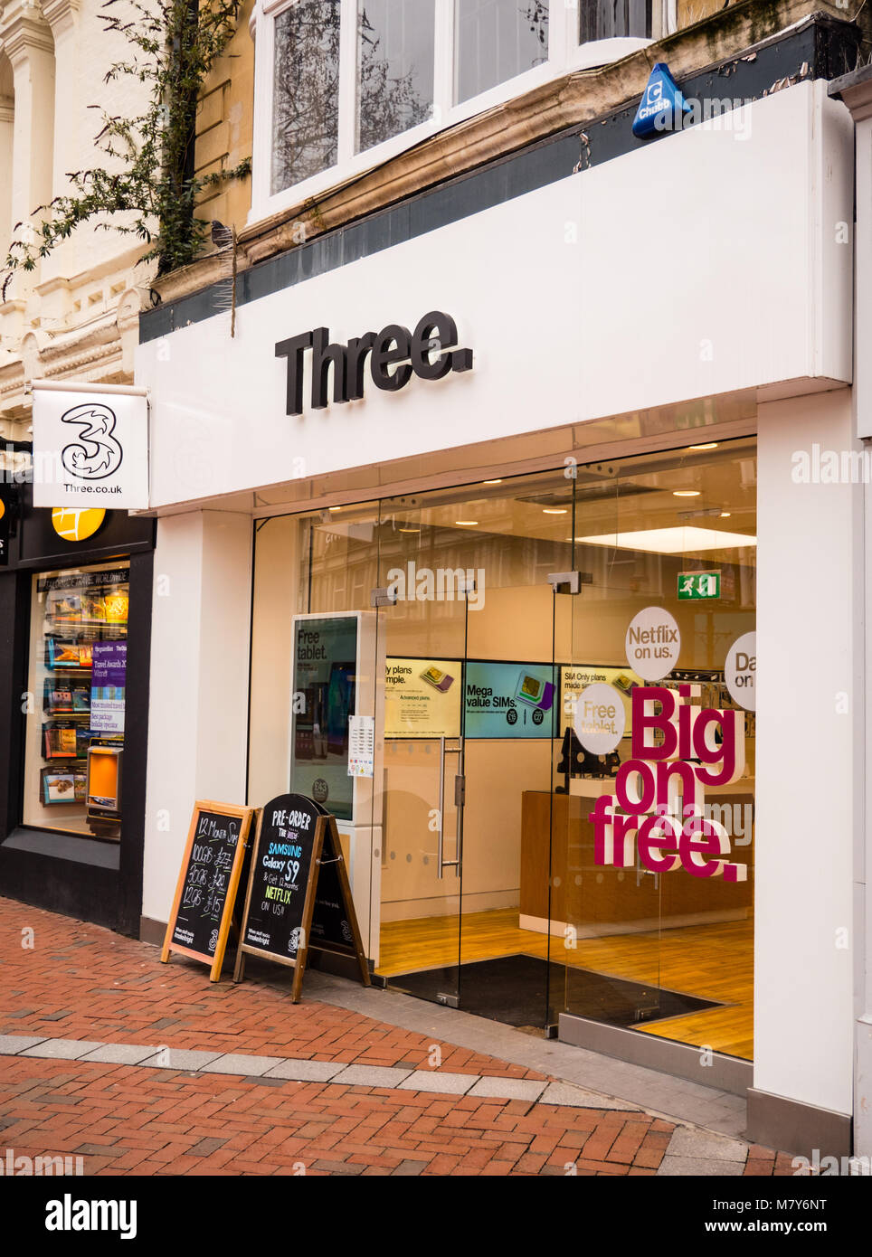 Three Mobile Phone Store, Reading, Berkshire, England Stock Photo - Alamy