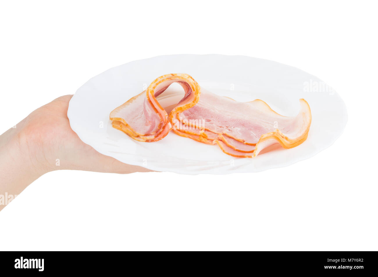 Hand cutting slice smoked Cut Out Stock Images & Pictures - Alamy