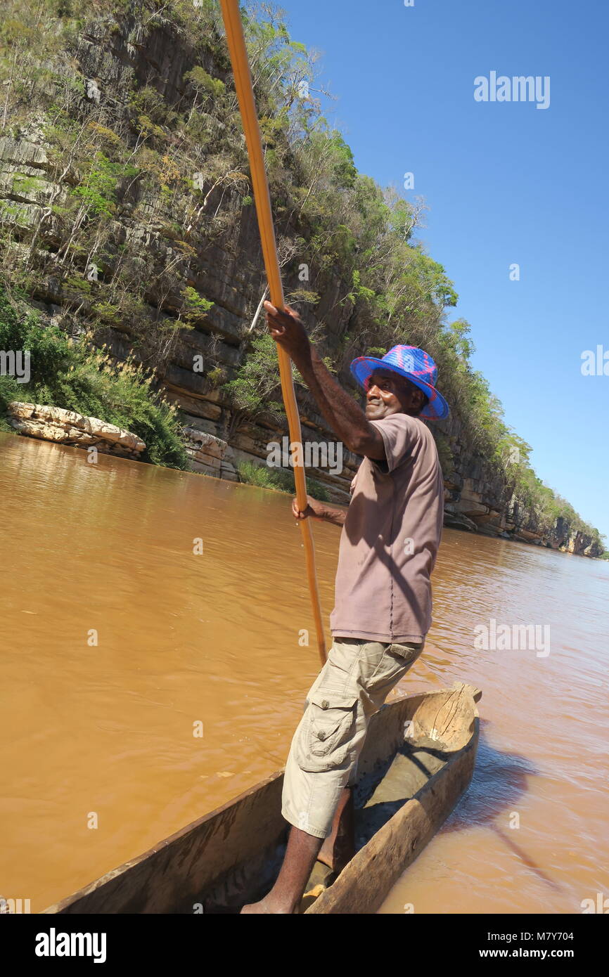 Pirogue, dugout, canoe on Manambolo river, Madagascar Stock Photo - Alamy