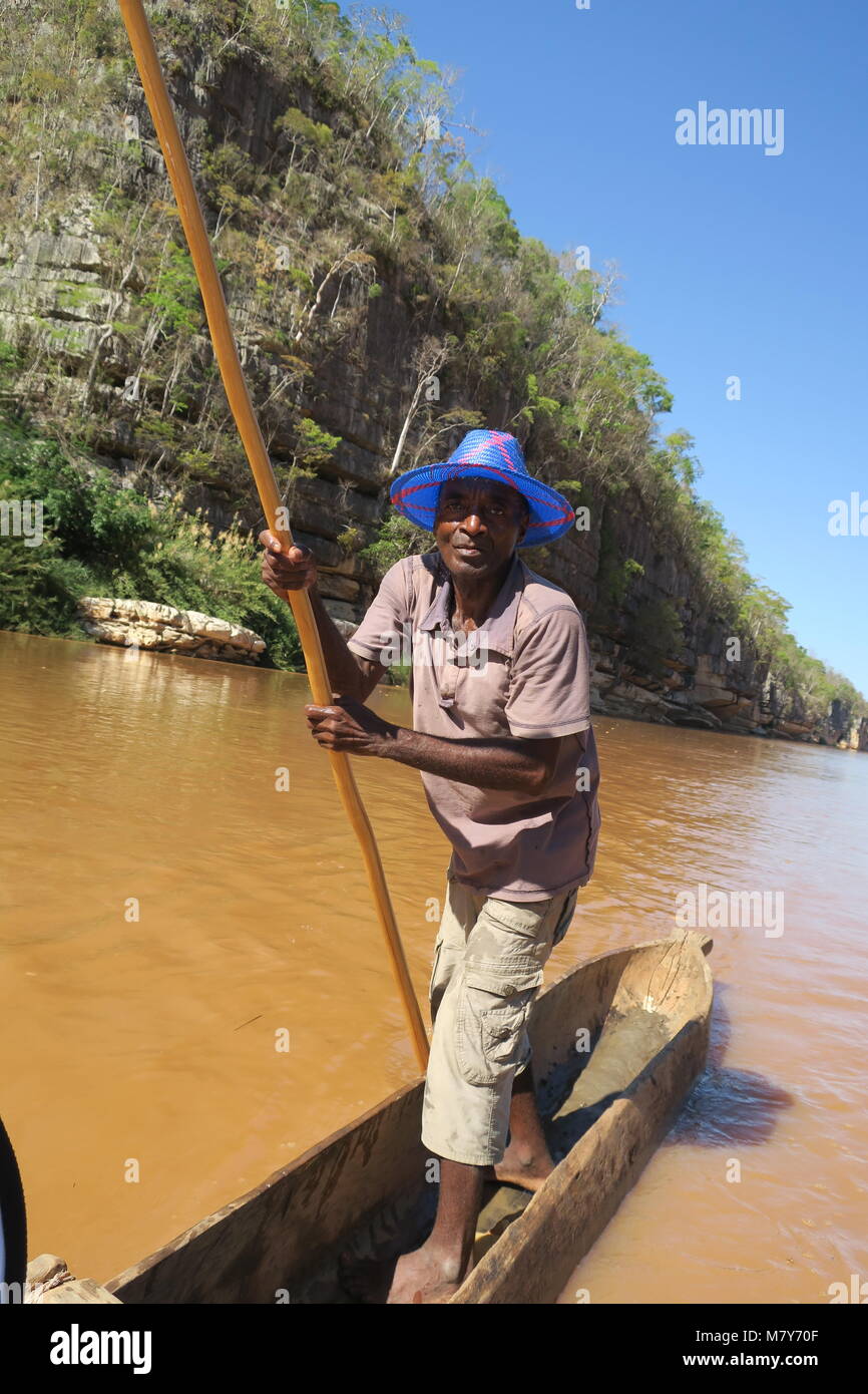 Pirogue, dugout, canoe on Manambolo river, Madagascar Stock Photo - Alamy