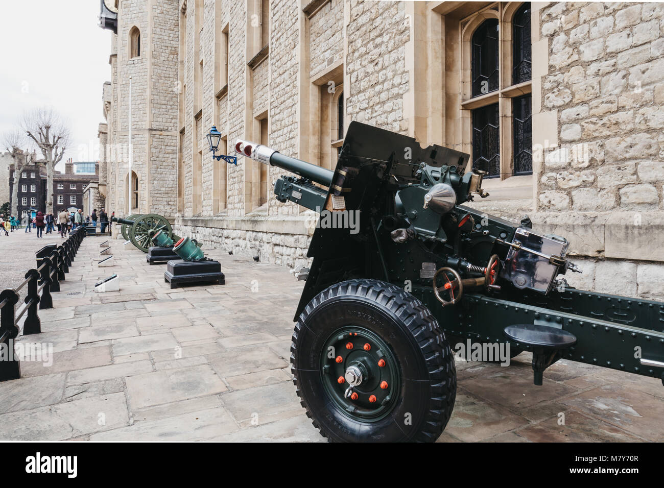 Cannons outside The Jewel House, a vault housing the British Crown ...