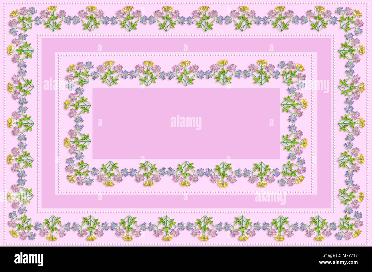 Pink background with pattern for embroidery tablecloths with bouquets ...