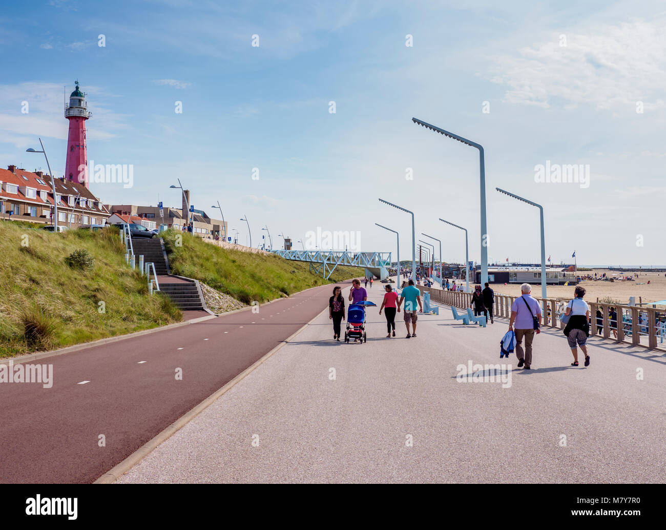 Promenade and Lighthouse in Scheveningen, The Hague, South Holland, The ...