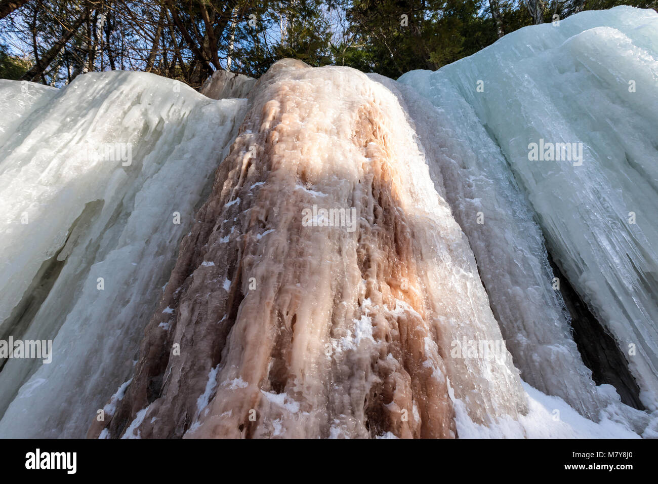 Ice caves and ice curtains form along the Pictured Rocks escarpment on ...