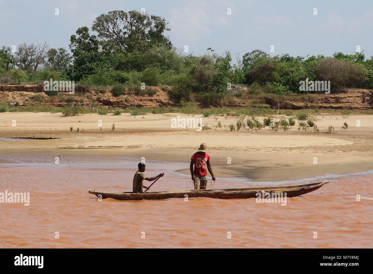 Pirogue, dugout, canoe on Tsiribihina river, Madagascar Stock Photo - Alamy