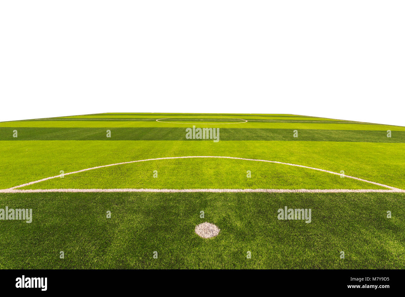 Artificial bright and dark green grass in outdoor football or futsal ...