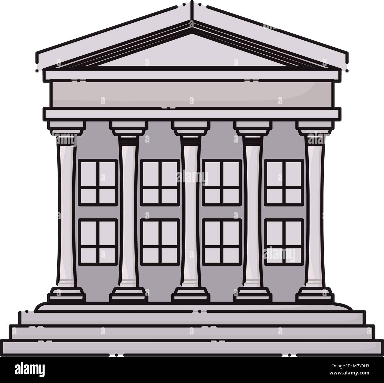 Court building icon over white background, colorful design. vector ...