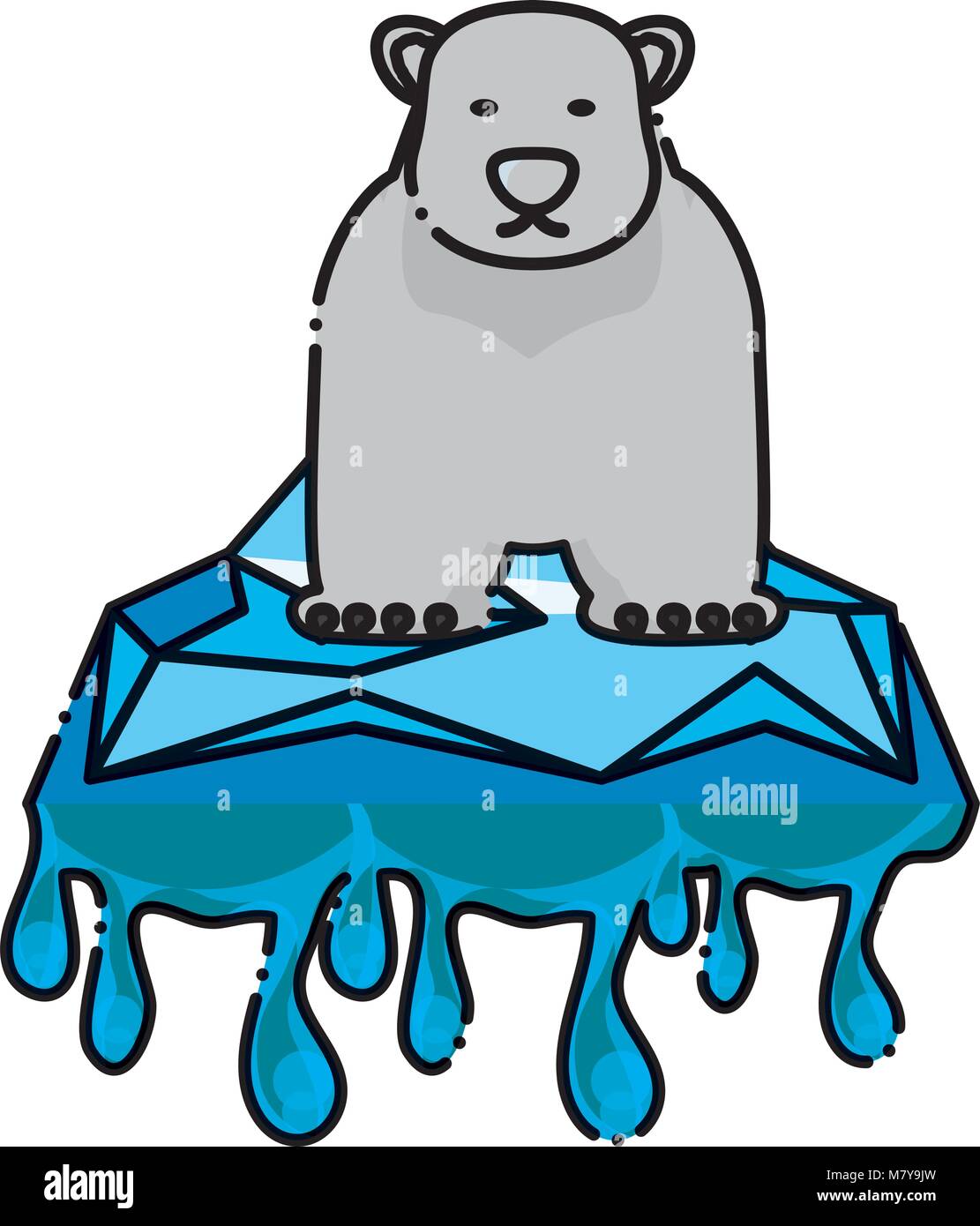 polar bear on melted ice icon over white background, colorful design ...