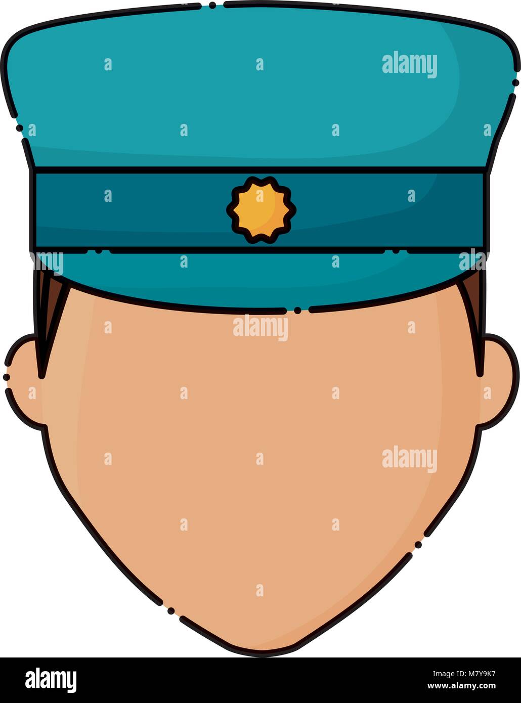 avatar police man face icon over white background, colorful design ...