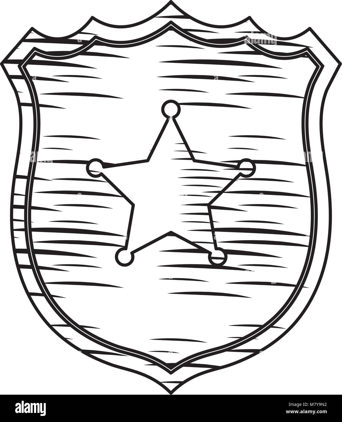 sketch of Sheriff shield icon over white background, vector ...