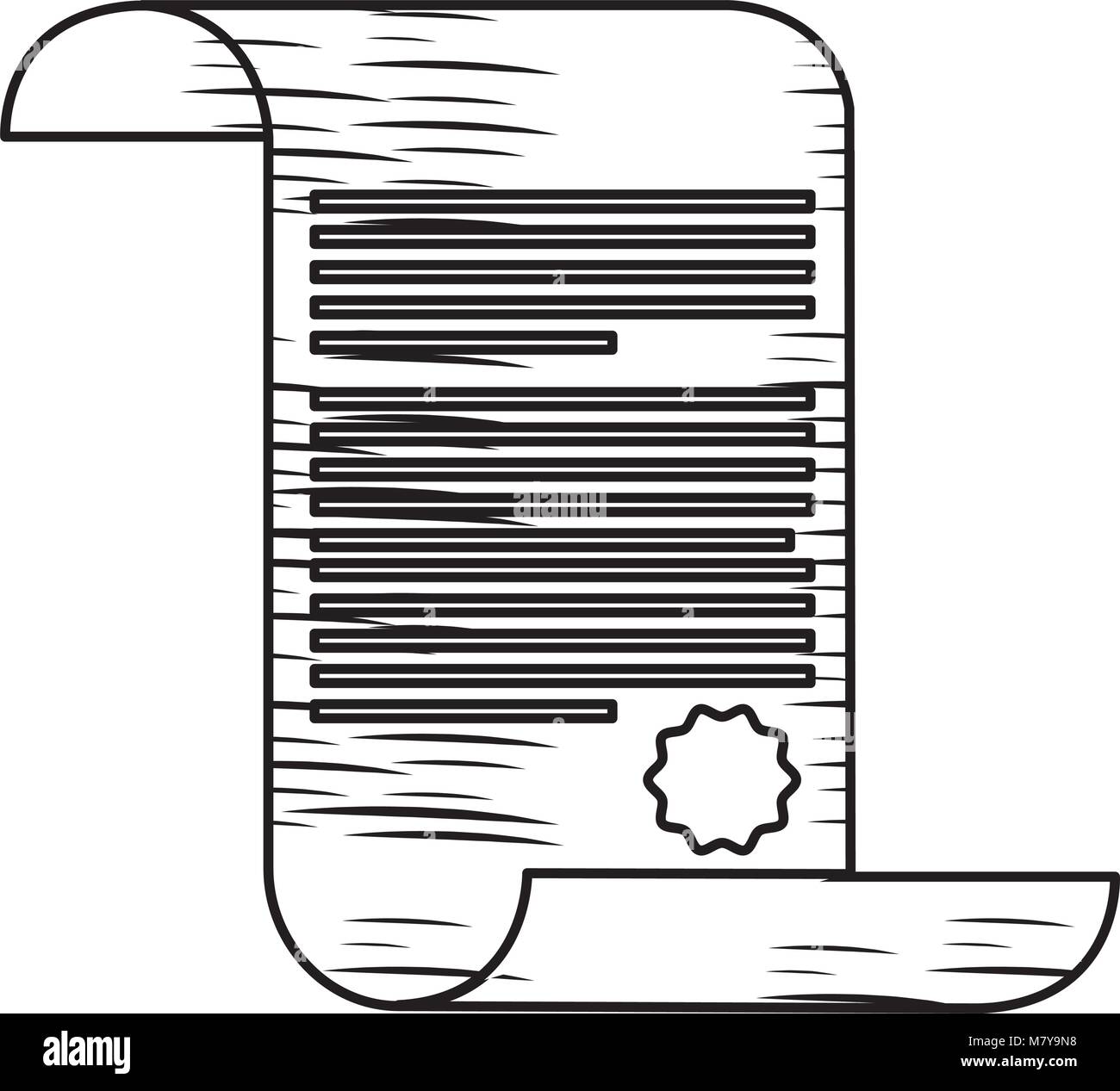 sketch of contract document icon over white background, vector ...