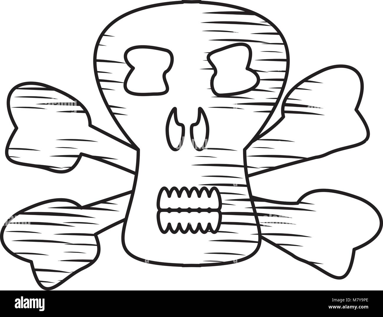 sketch of Danger skull icon over white background, vector illustration ...