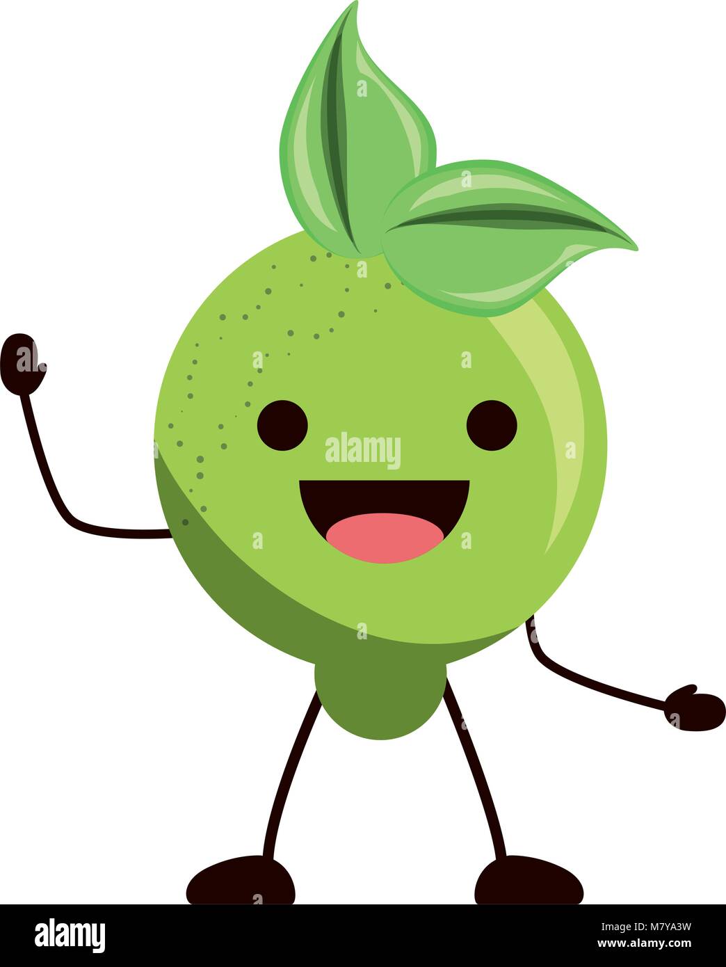 kawaii happy lemon icon over white background, vector illustration ...