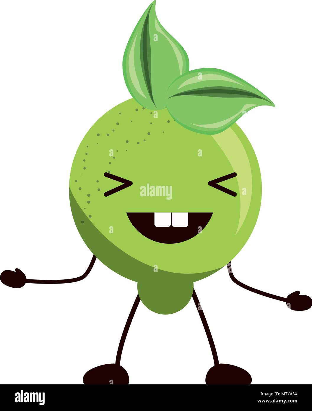 kawaii happy lemon icon over white background, colorful design. vector ...