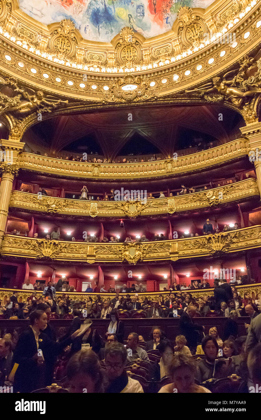 auditorium with audience, Garnier Opera House, Paris, France Stock ...
