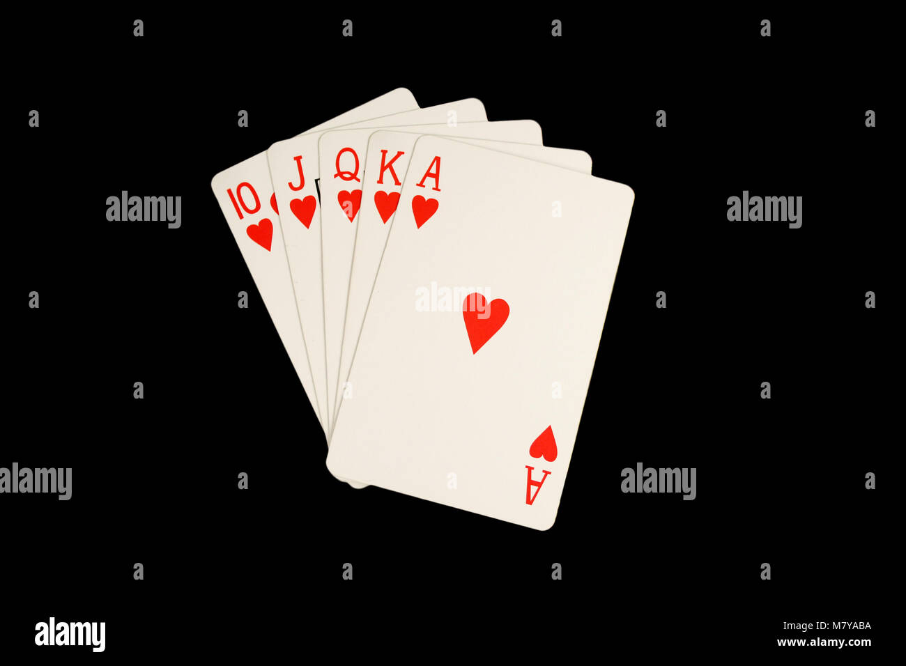 Isolated royal flush poker hand Stock Photo - Alamy