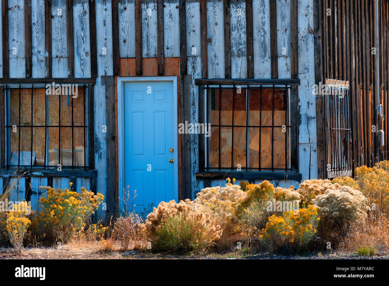 Steel bars cover windows on an old abandoned building Stock Photo - Alamy