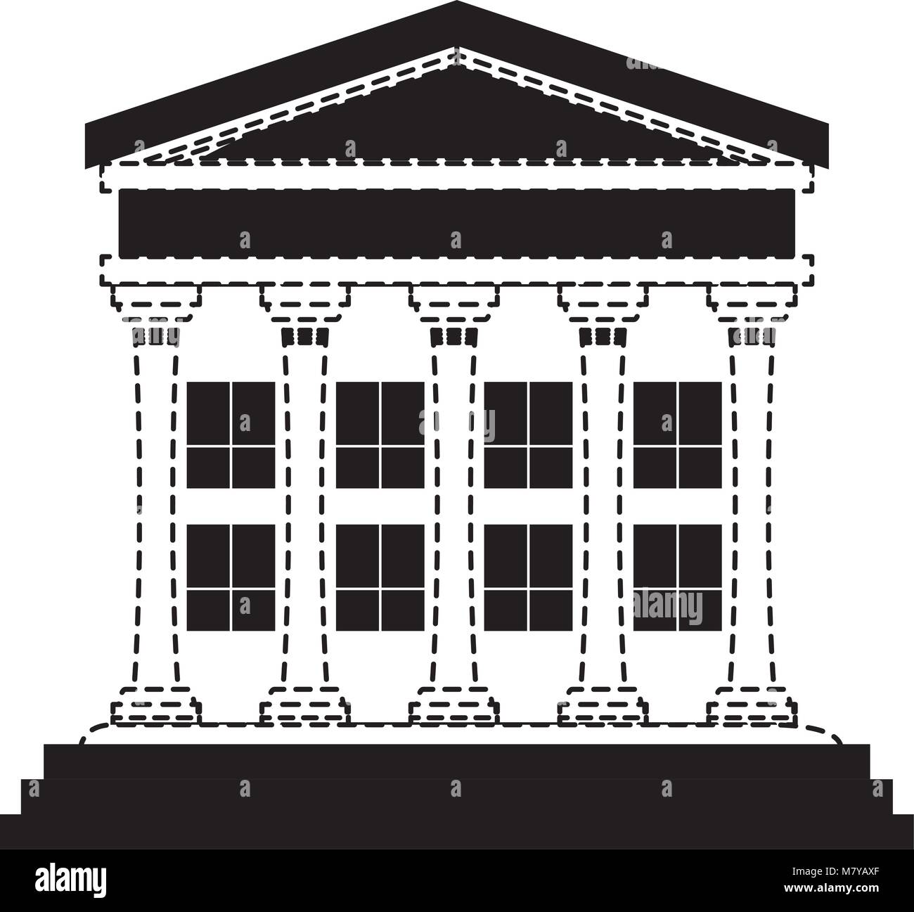 Court building icon over white background, vector illustration Stock ...