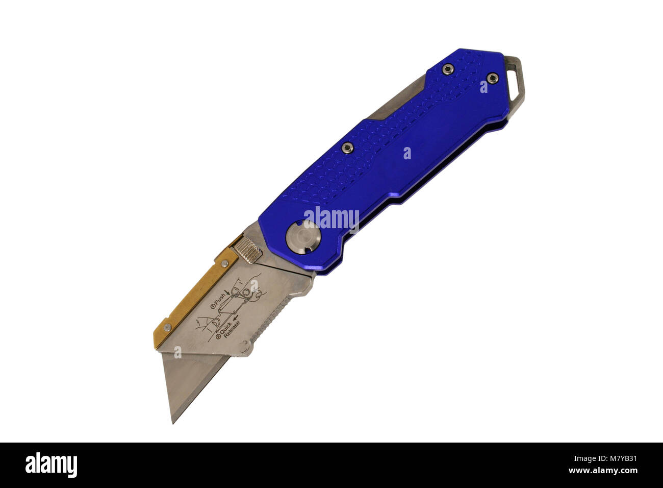 A Open Blue anodized contractors razor knife Stock Photo - Alamy