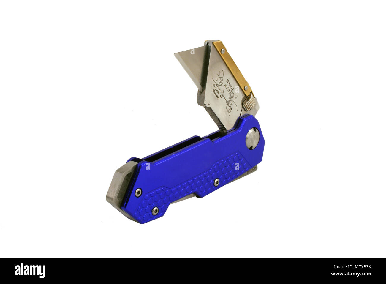A Open Blue anodized contractors razor knife Stock Photo - Alamy