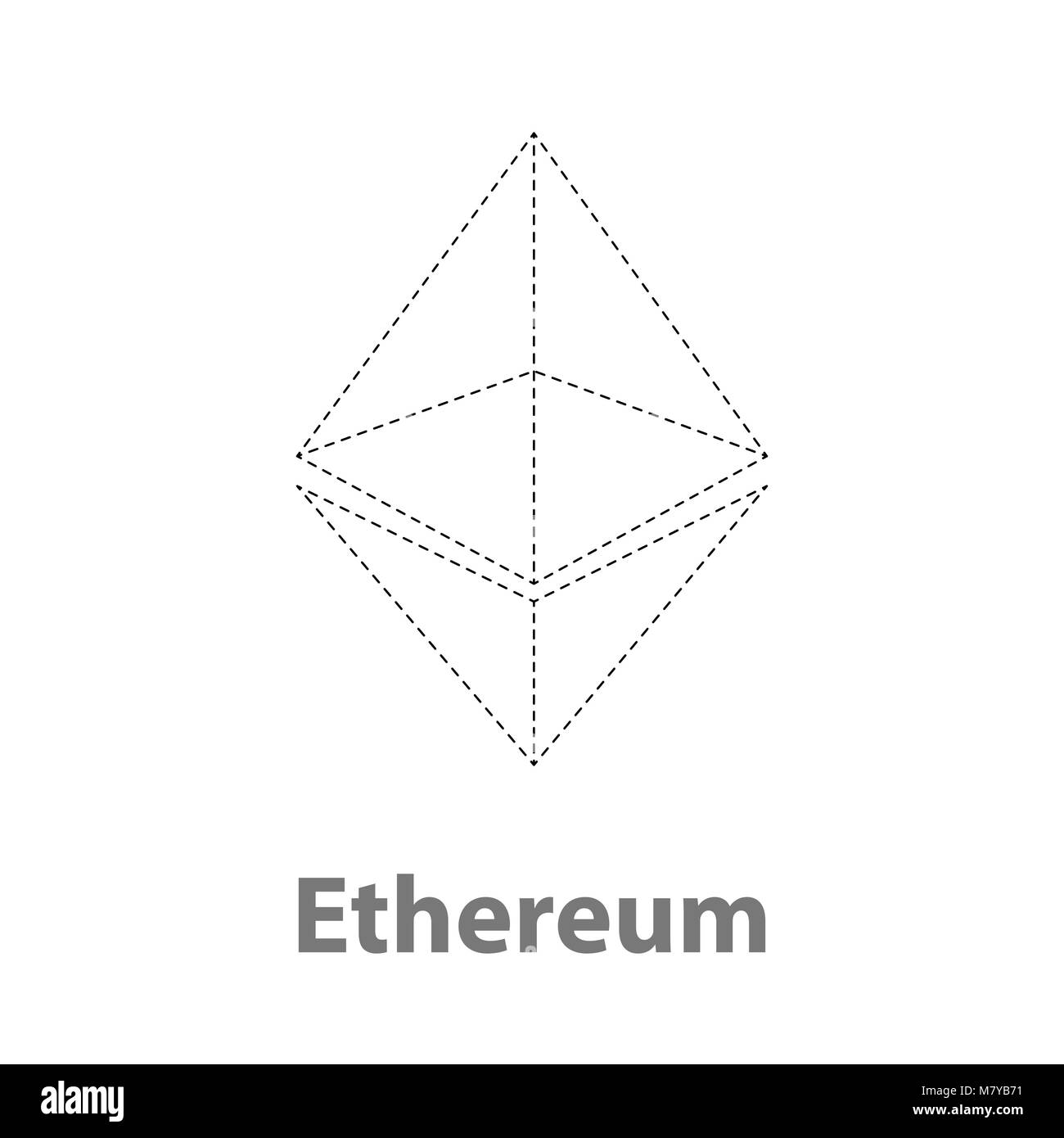 Ethereum thin symbol chrystal illustration isolated on a white ...