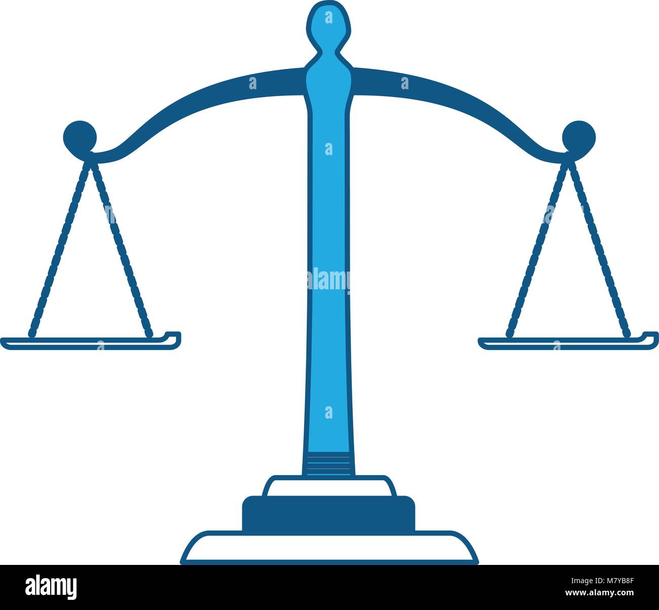 law scale icon over white background, blue shading design. vector ...