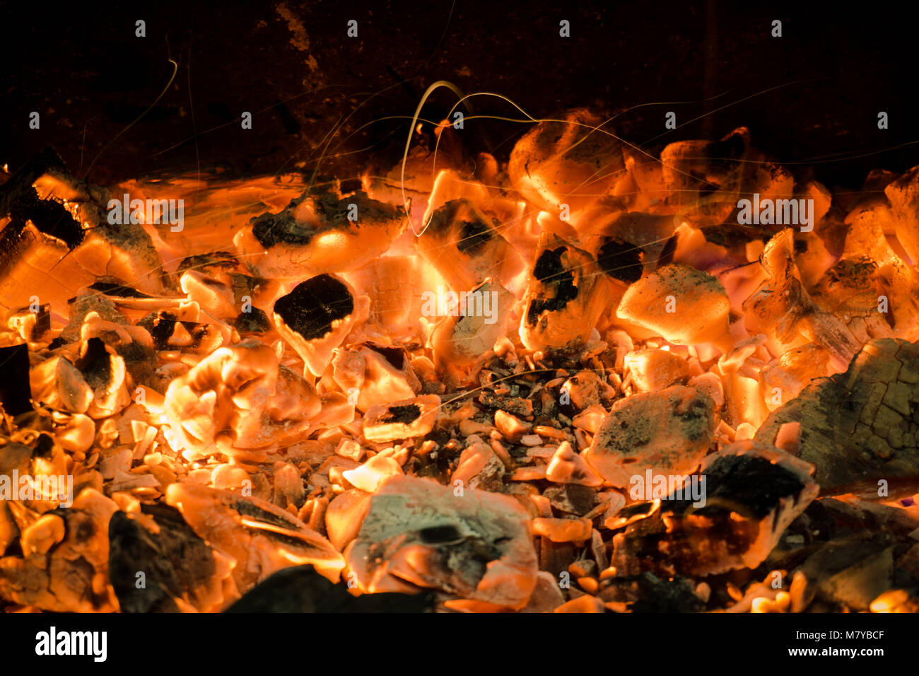 Hot coals in the grill Stock Photo - Alamy