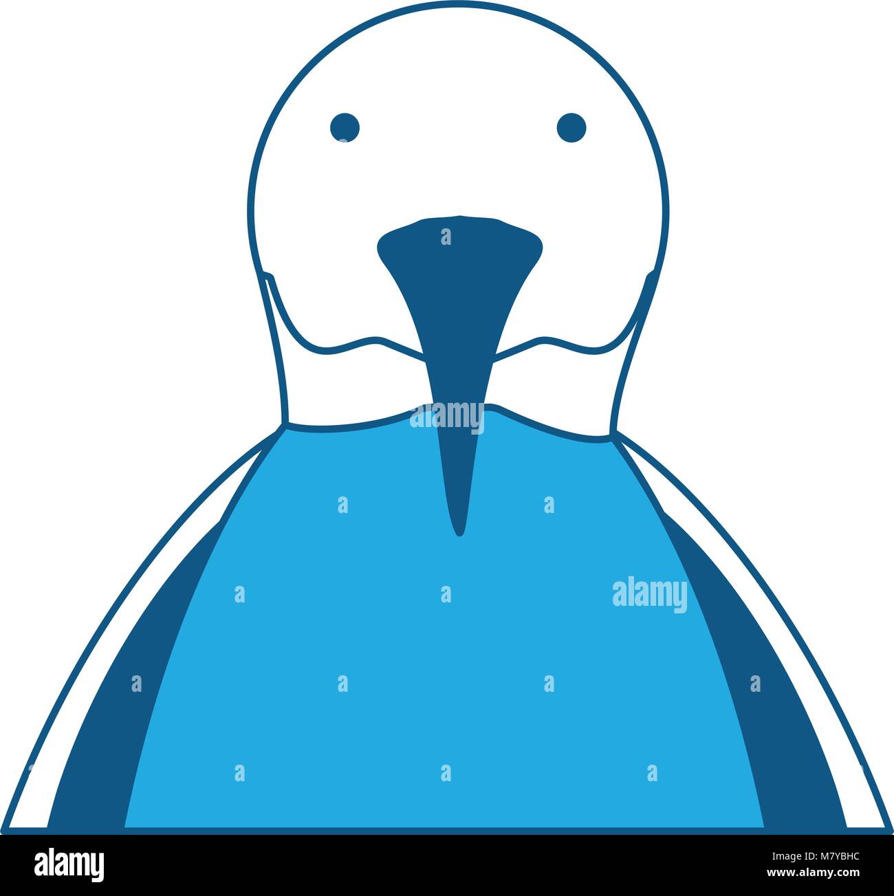Cute penguin icon over white background, blue shading design. vector ...