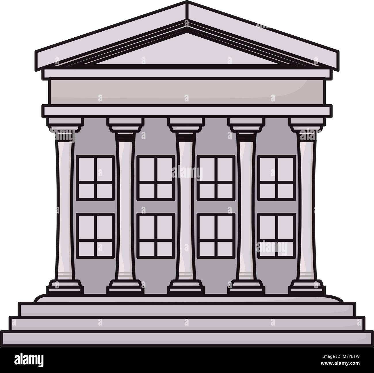 Court building icon over white background, colorful design. vector ...