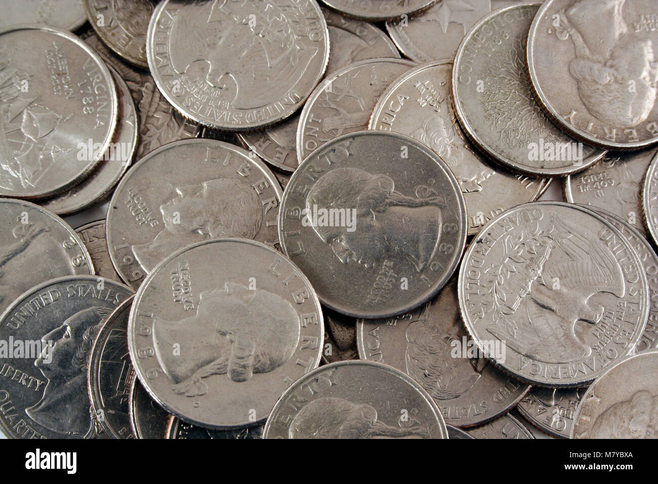 A US quarters background Stock Photo - Alamy