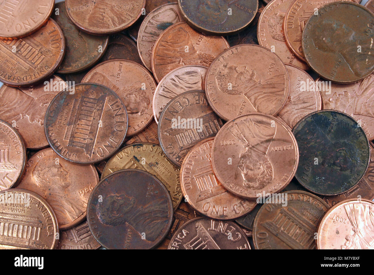 A US pennies background Stock Photo - Alamy